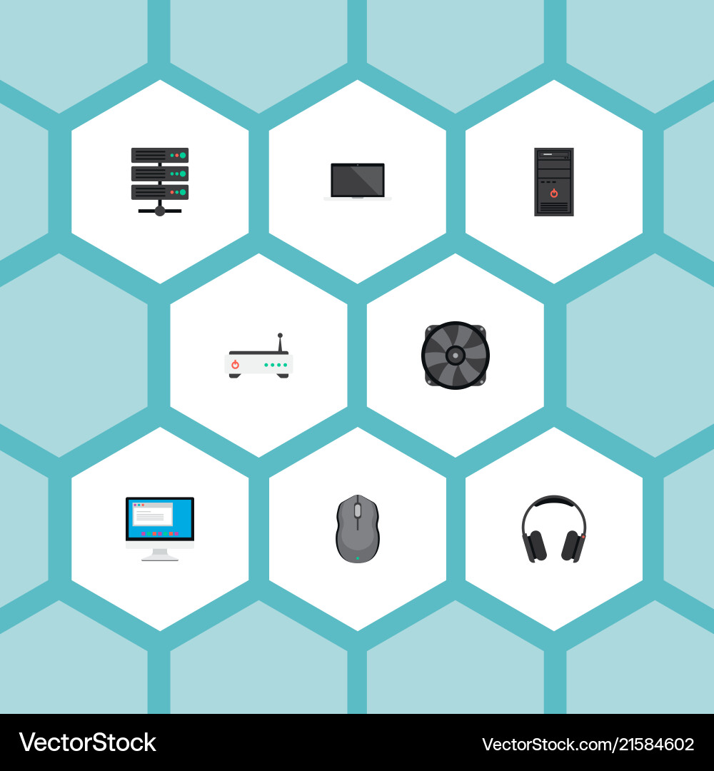 Set laptop icons flat style symbols Royalty Free Vector