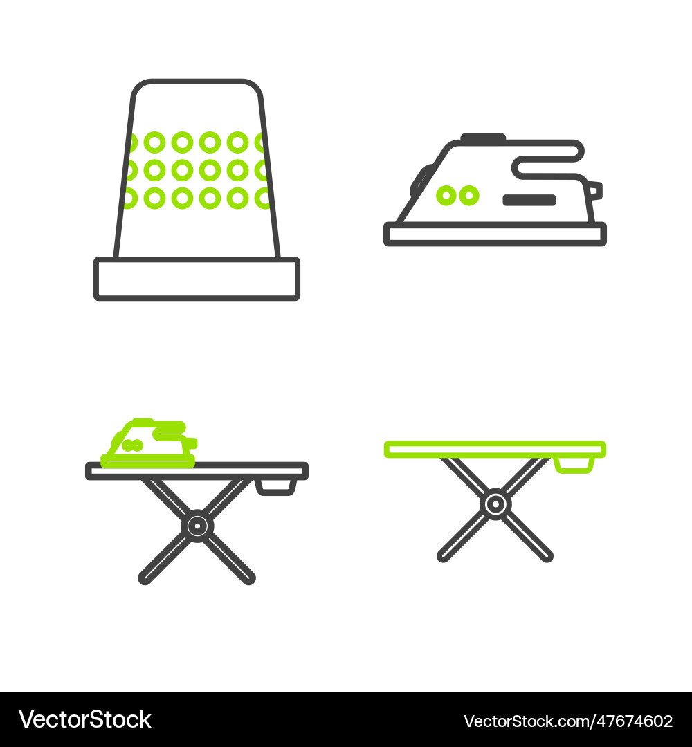 Set line ironing board electric iron and ironing Vector Image