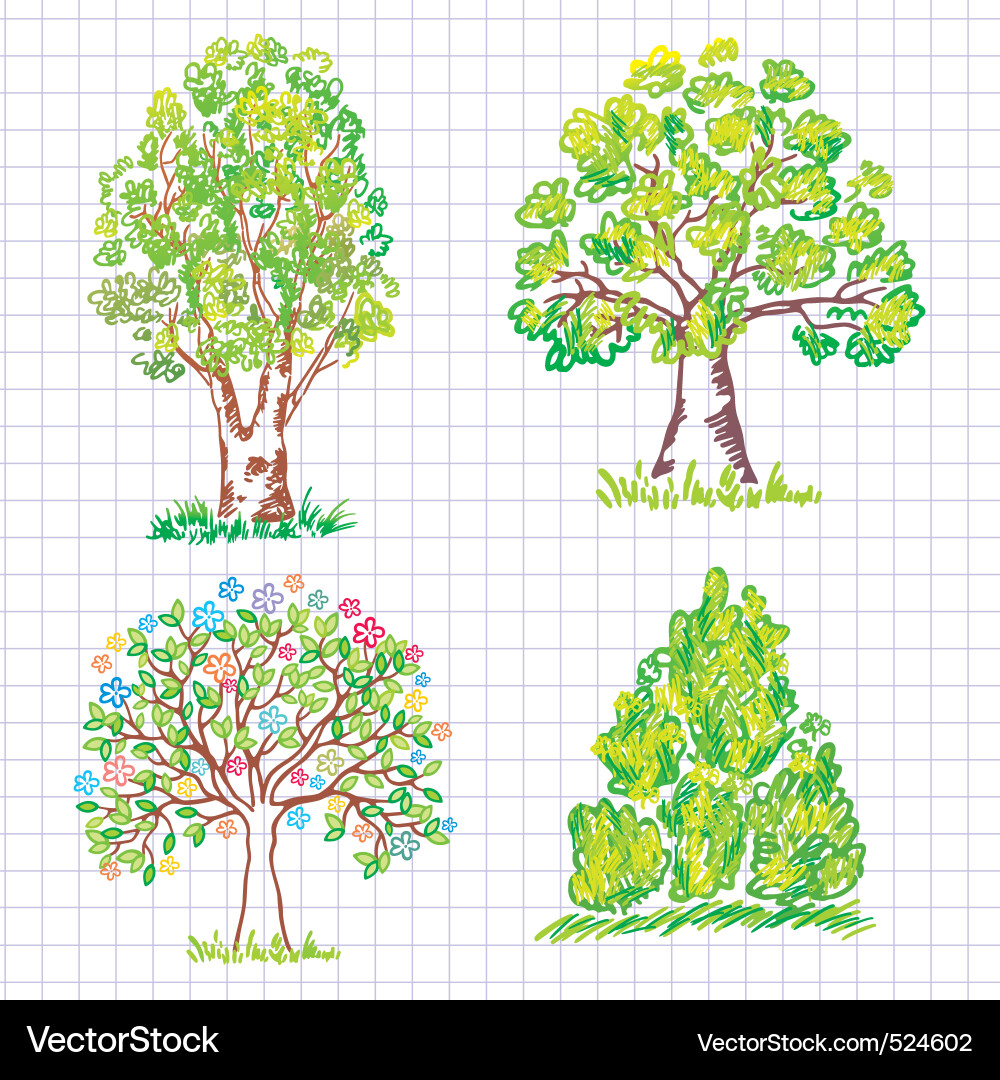 Set of beautiful green trees Royalty Free Vector Image