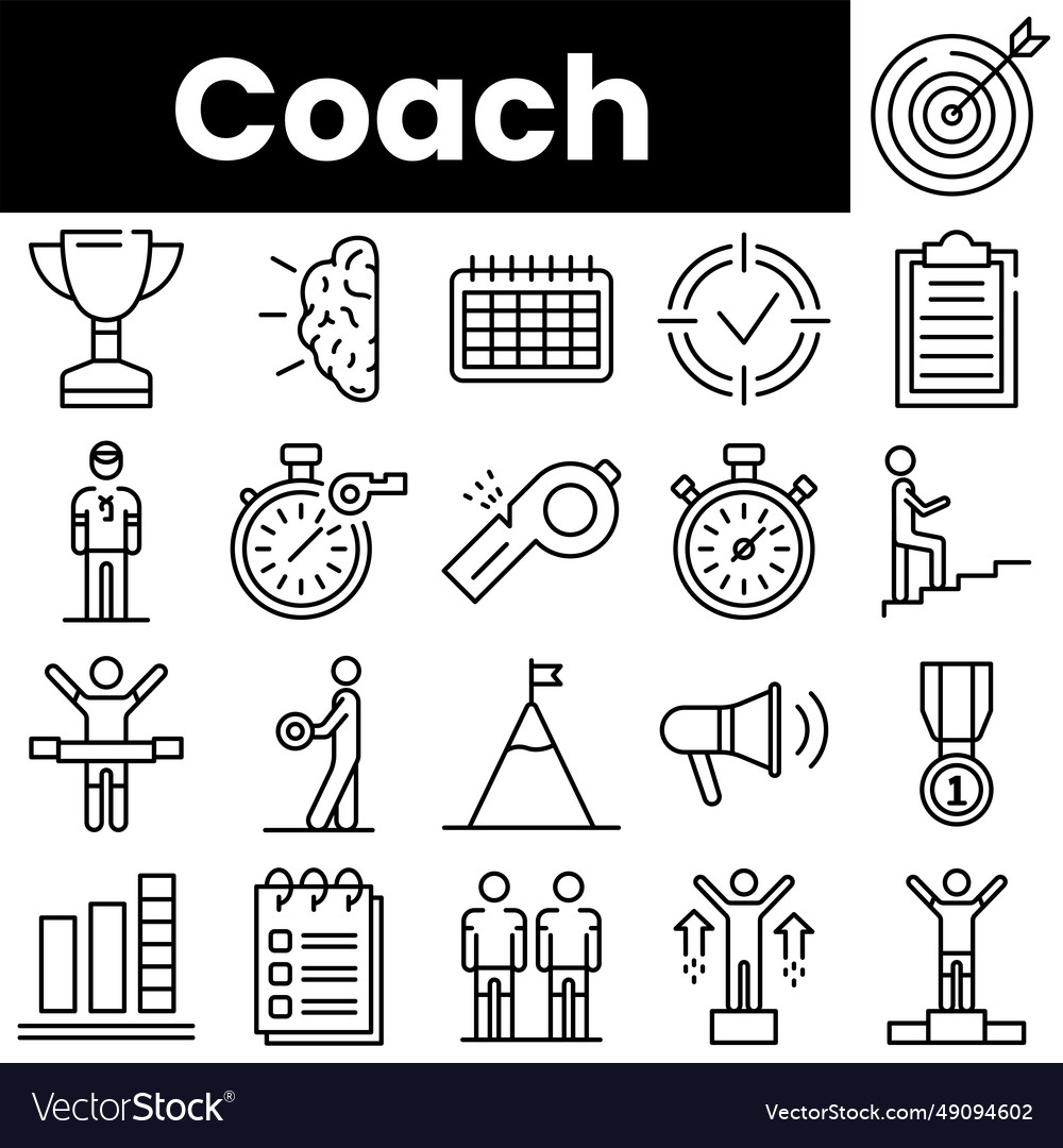 Set of outline coach icons Royalty Free Vector Image