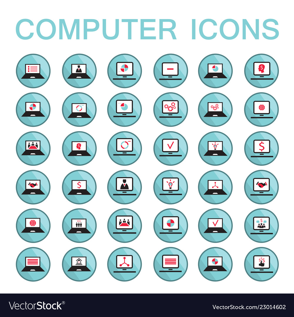Set of web icons computer technology electronics Vector Image