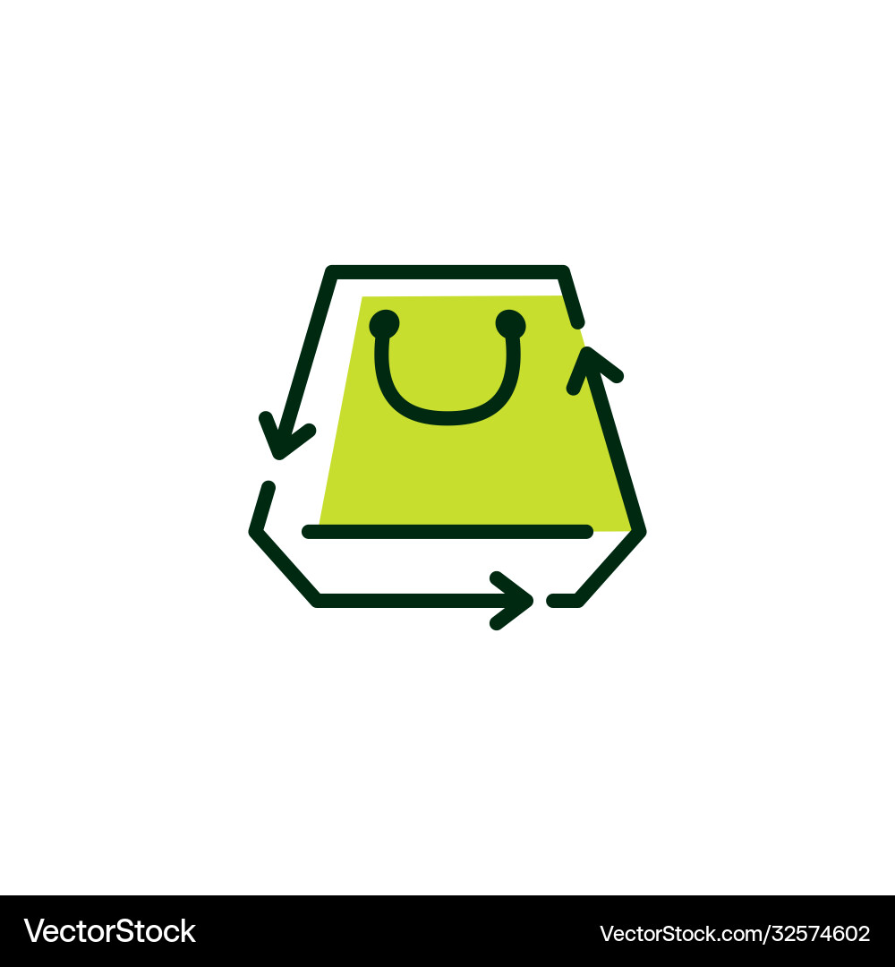 Shopping bag recycle logo icon Royalty Free Vector Image