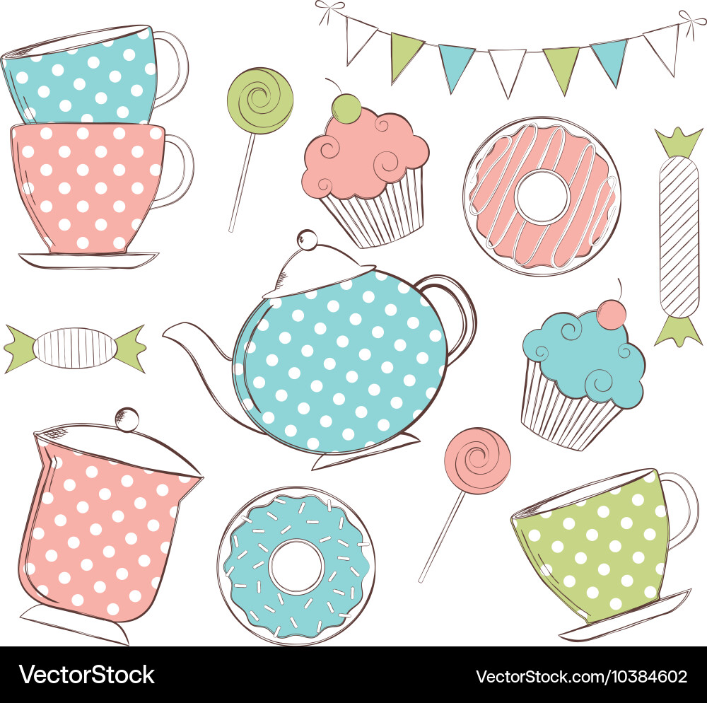 Tea time set Royalty Free Vector Image - VectorStock