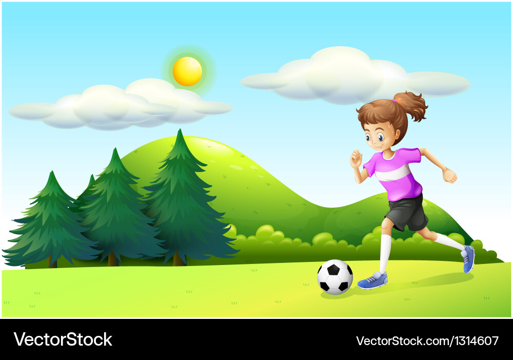 A girl playing soccer Royalty Free Vector Image