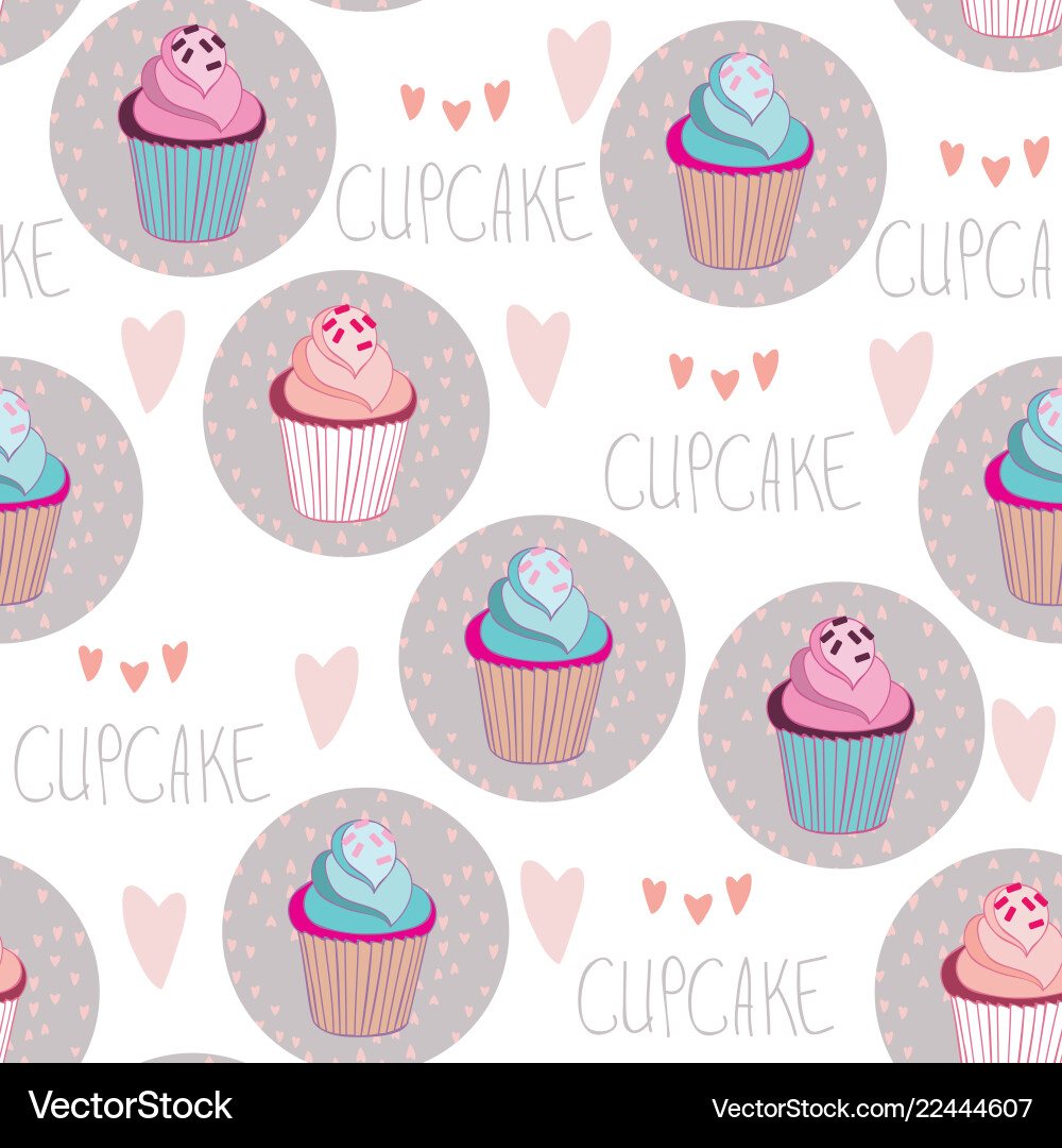 Beautiful yummy cupcake seamless background Vector Image