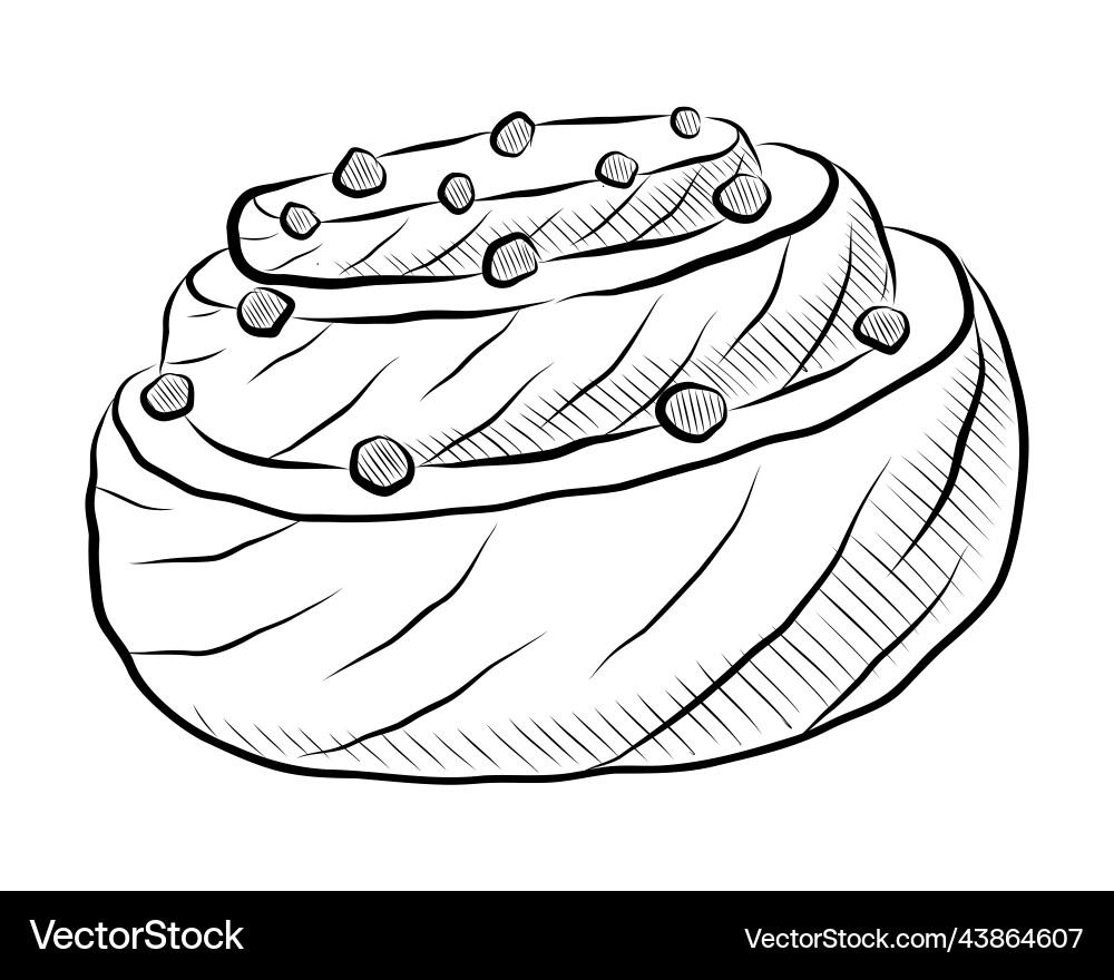 Black of a round bun isolated Royalty Free Vector Image