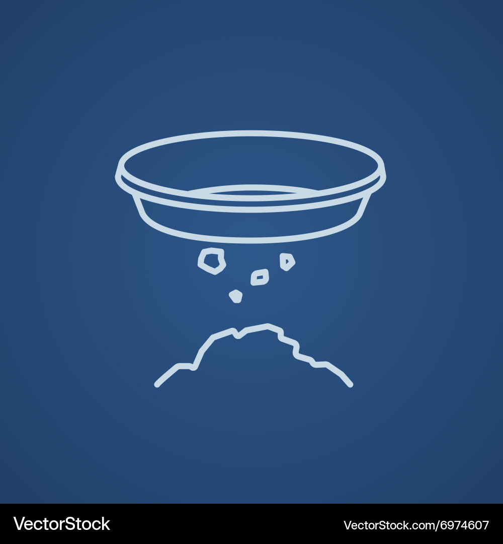 Bowl for sifting gold line icon Royalty Free Vector Image