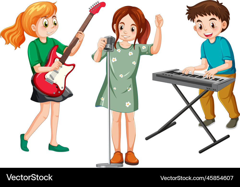 Children playing musical instrument Royalty Free Vector