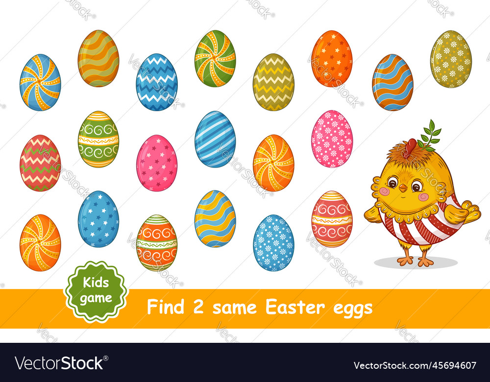 Find same easter egg kids education puzzle game Vector Image