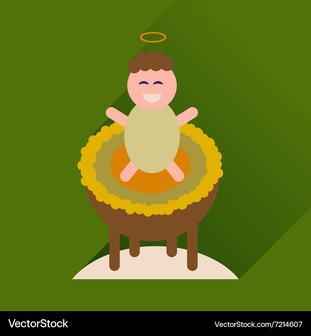 Flat icon with long shadow newborn Jesus Christ Vector Image