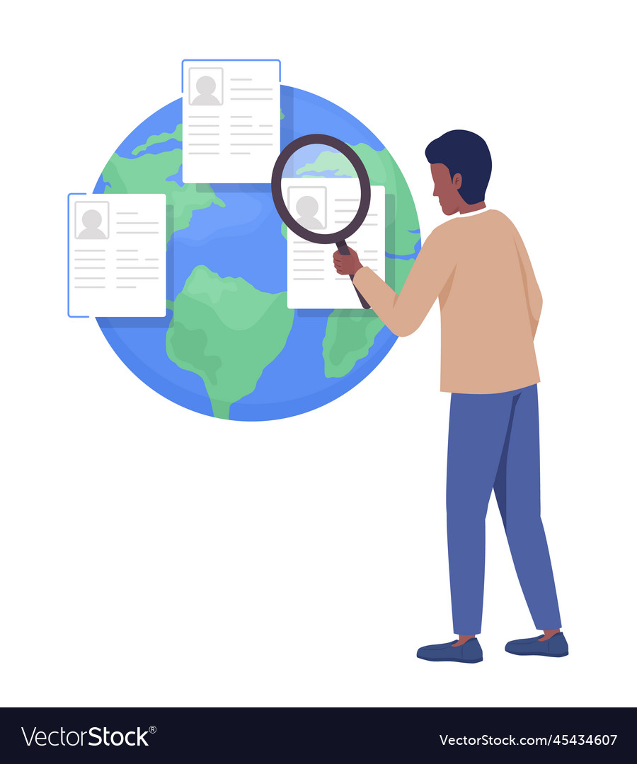 Man searching opportunities to work abroad semi Vector Image Man searching opportunities to work abroad semi Vector Image