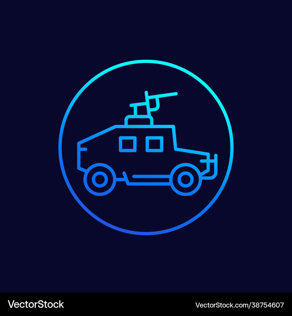 Military vehicle line icon Royalty Free Vector Image