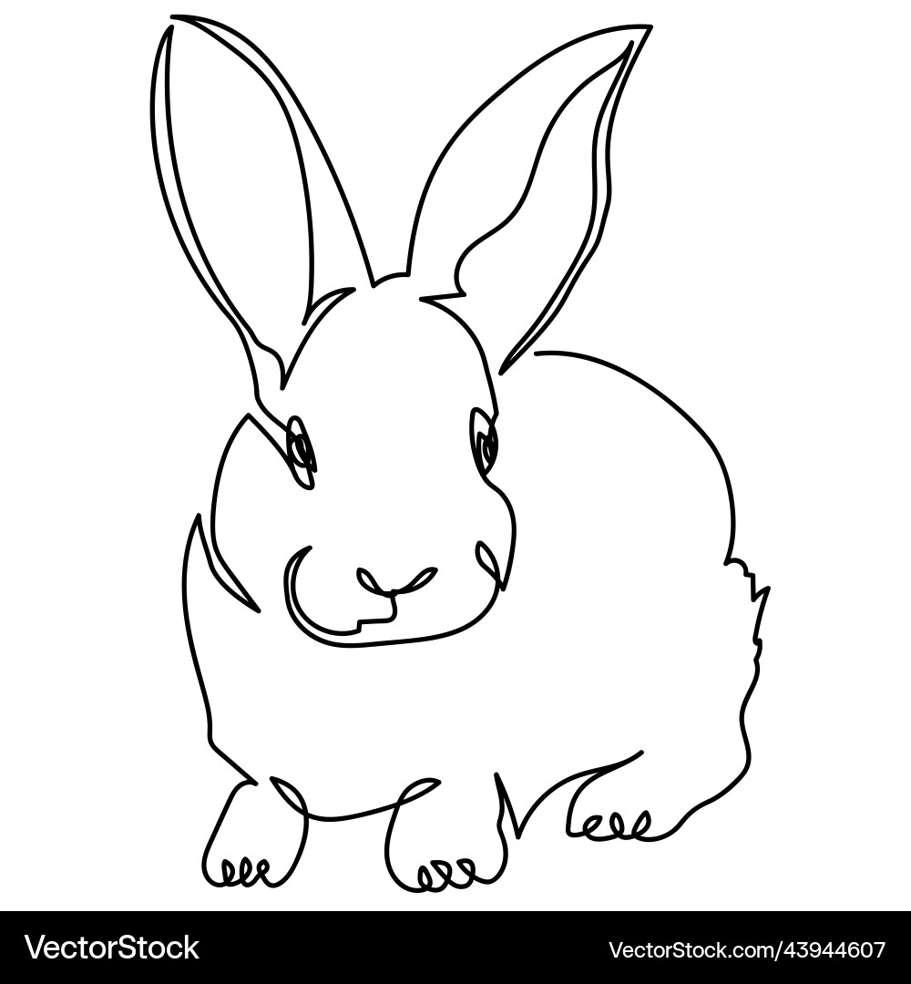 One line art bunny rabbit with big ears symbol Vector Image