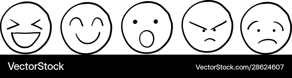 Set handdrawn doodle emoticons emoji social Vector Image