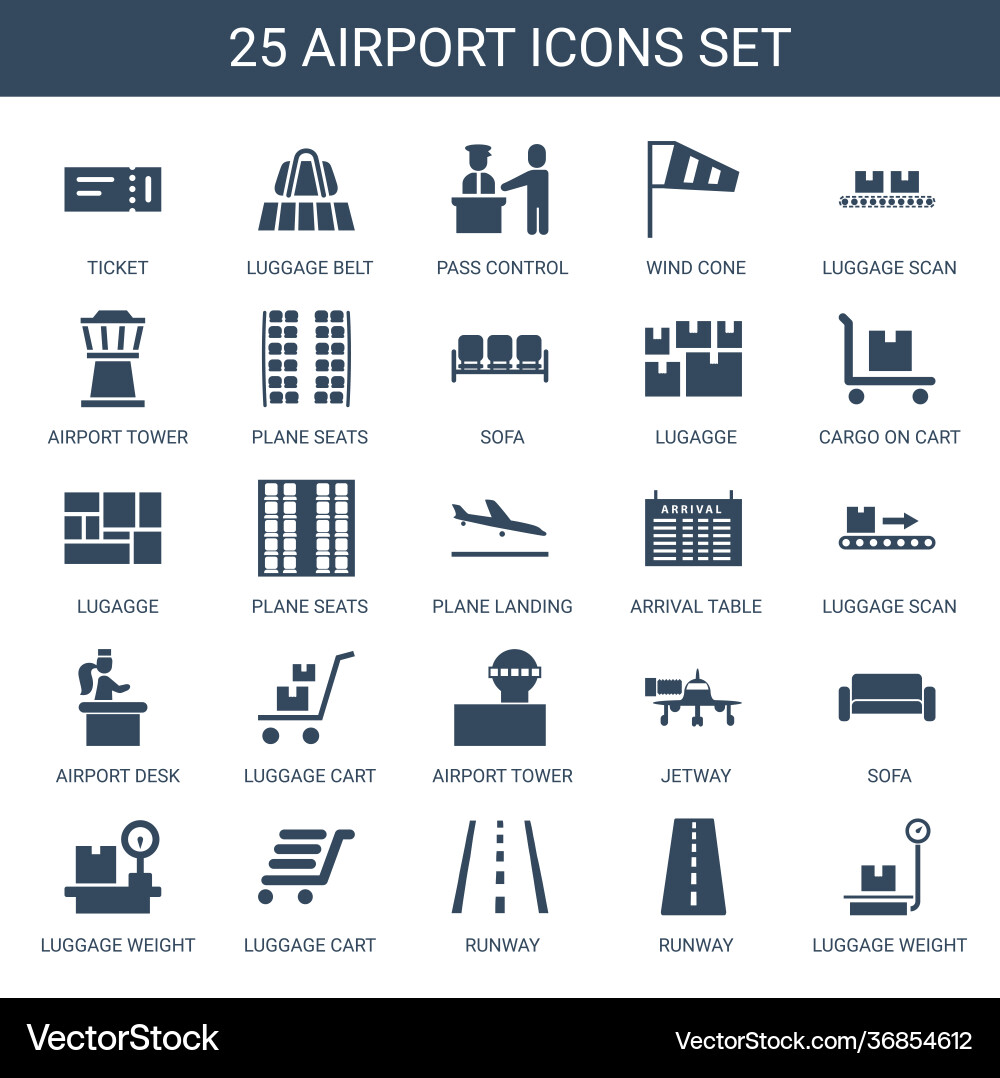 25 airport icons Royalty Free Vector Image - VectorStock
