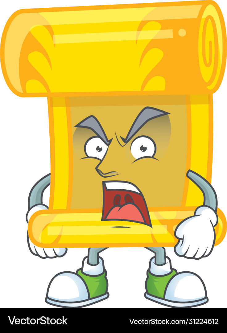 Chinese gold scroll cartoon icon having angry face