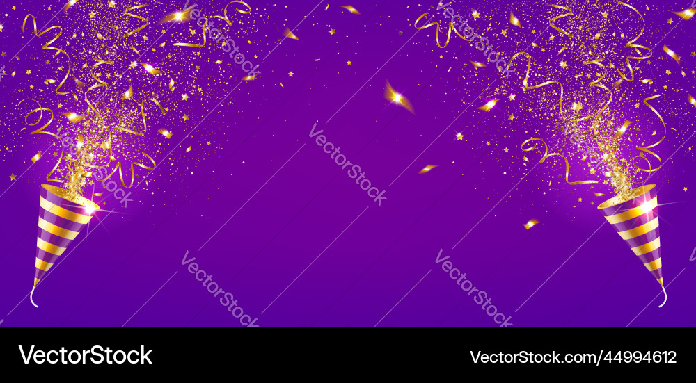 Festive banner with explosion party popper Vector Image