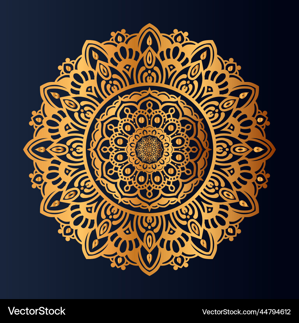 Gold color floral mandala Royalty Free Vector Image