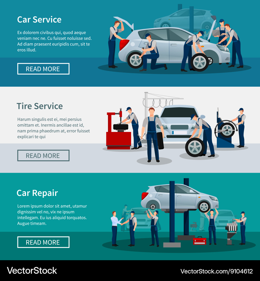 Horizontal Banners Of Car Service Royalty Free Vector Image