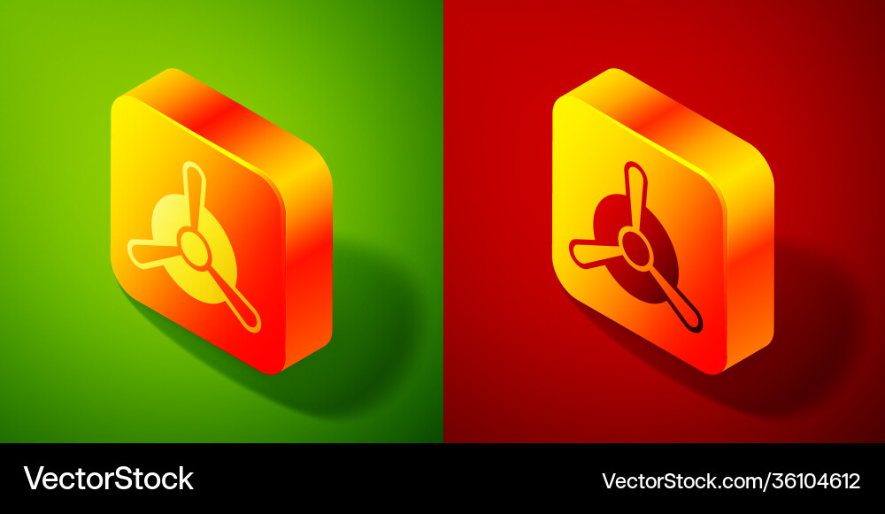 Isometric plane propeller icon isolated on green Vector Image