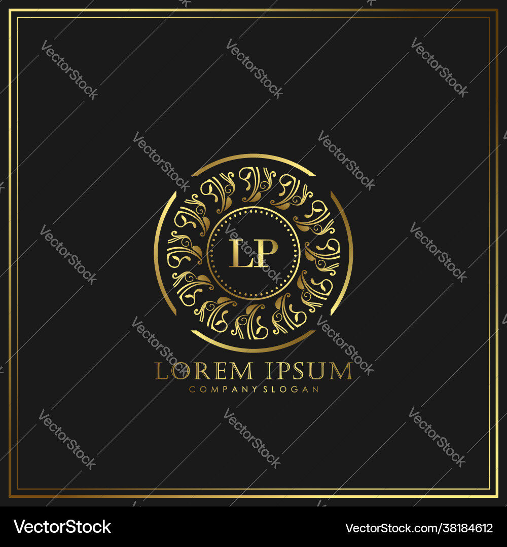 Lp initial letter luxury logo template in art Vector Image