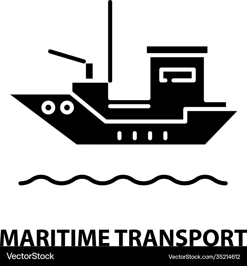 Maritime transport icon black sign Royalty Free Vector Image