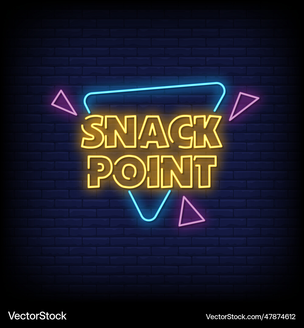 Neon sign snack point with brick wall background v