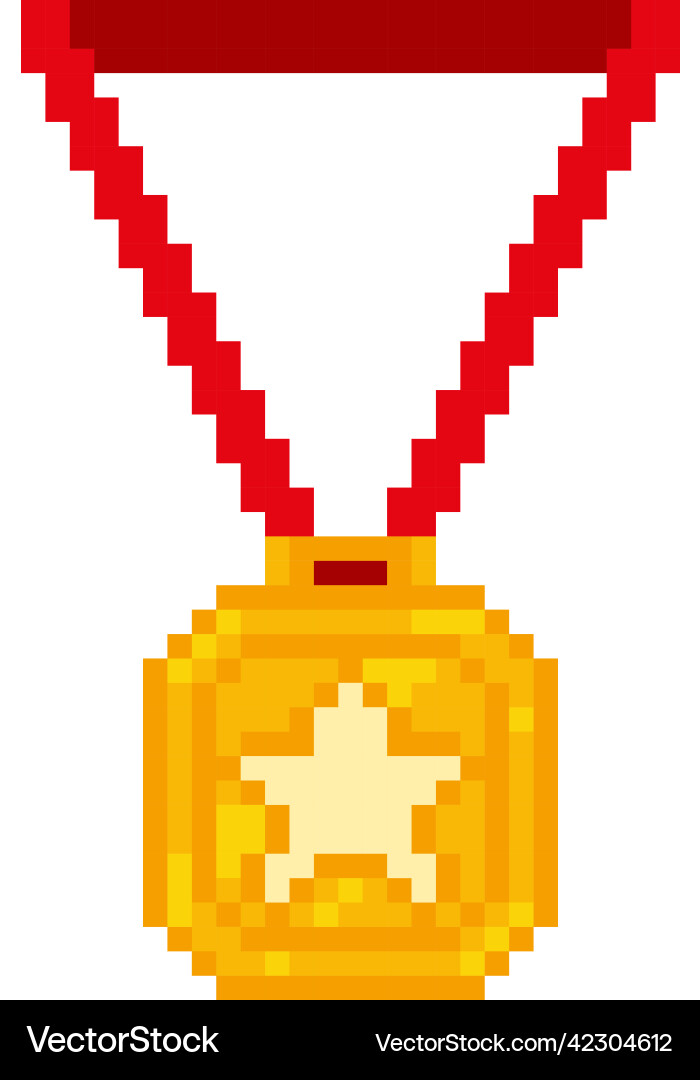 Pixel art medal icon for 8bit game on white Vector Image