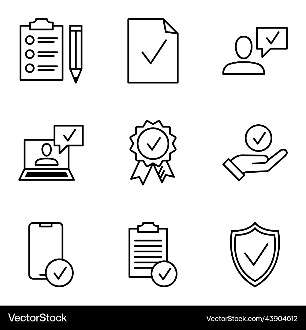 Quality control icons approved check mark symbols Vector Image