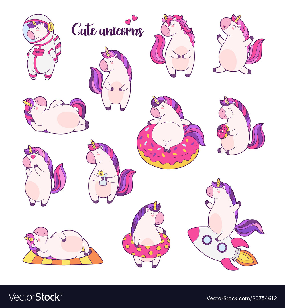 Funny Fat Cartoon Unicorns