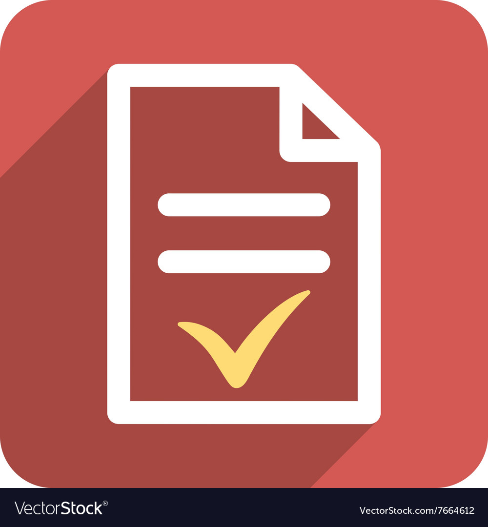 Valid document flat rounded square icon with long Vector Image