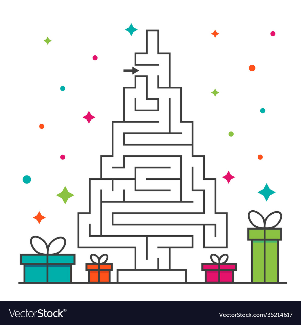 Christmas tree maze labyrinth game for kids Vector Image