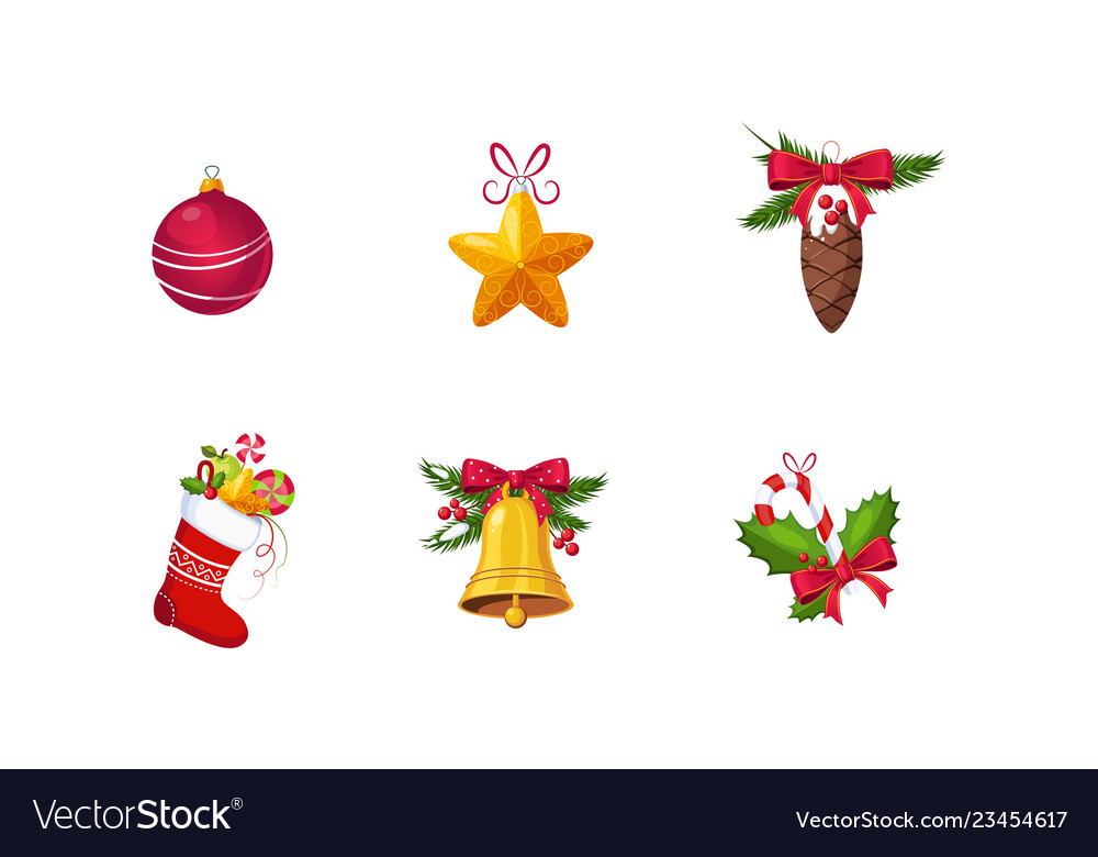 Collection christmas decoration elements new Vector Image