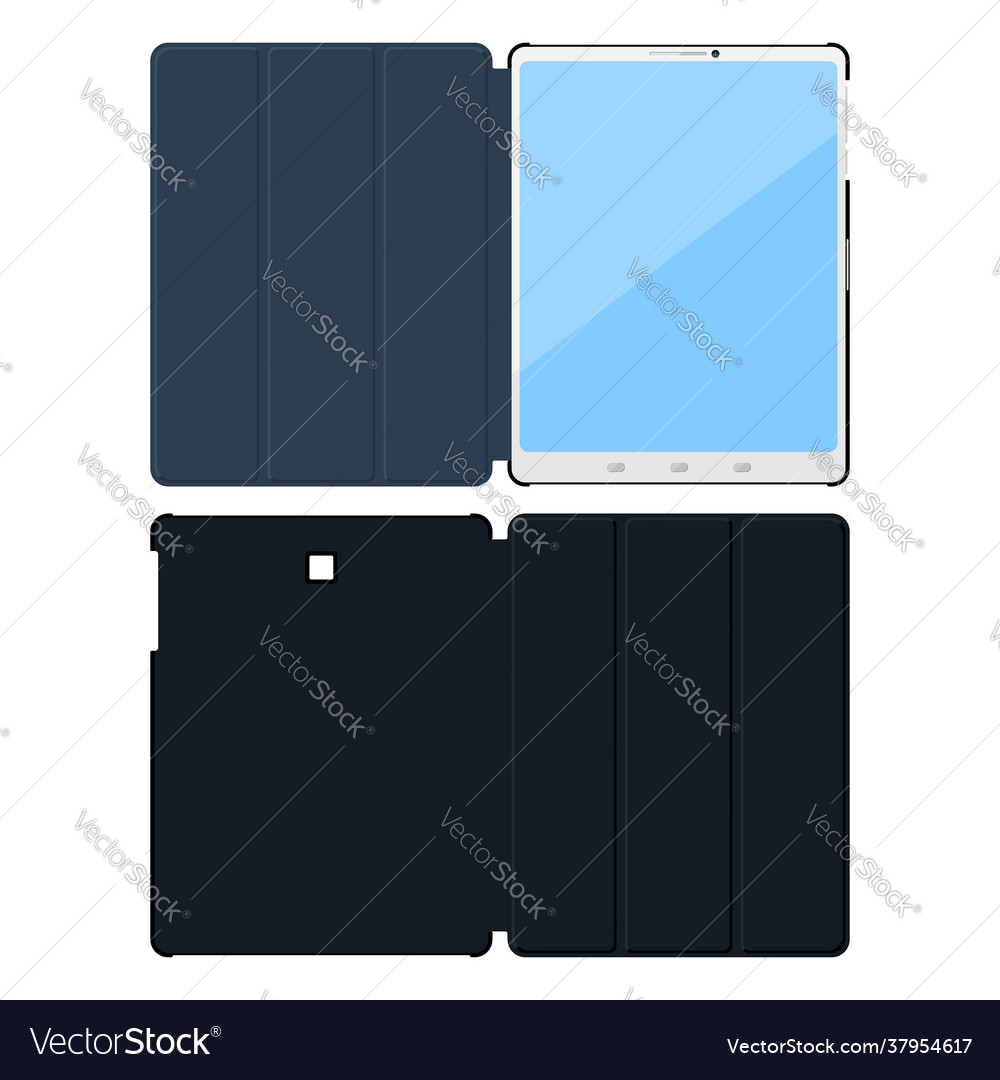 Flat tablet pc cases opened inside outside Vector Image