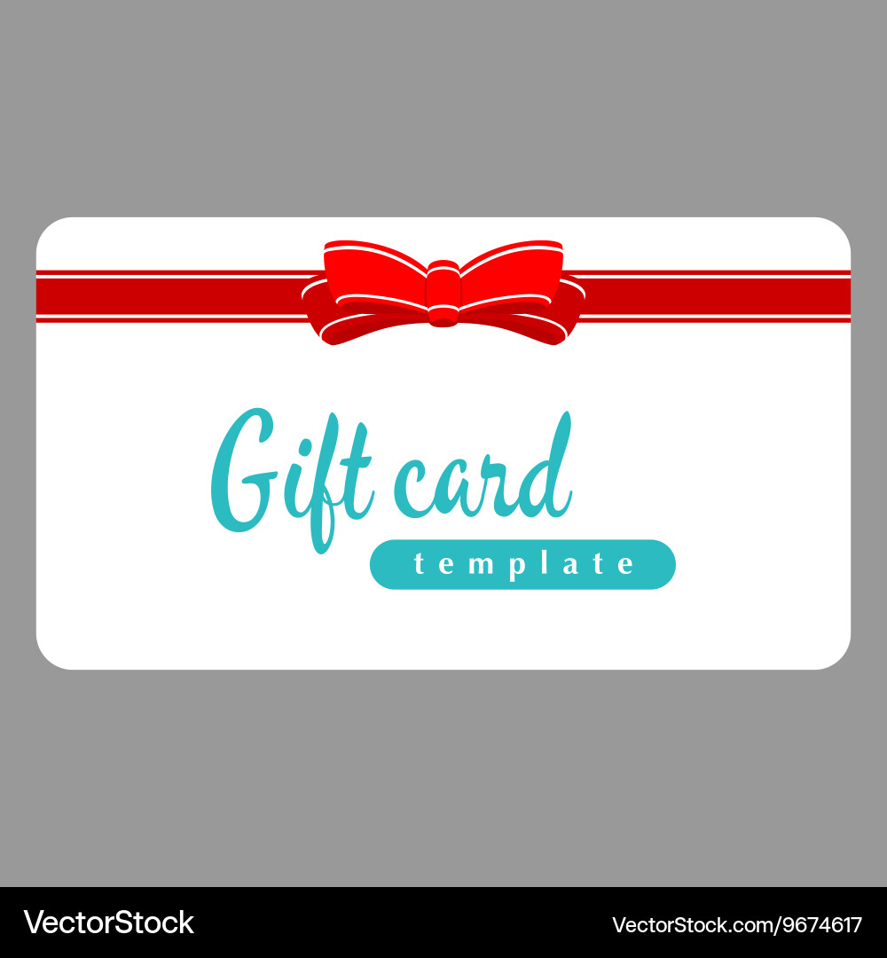 Gift card template red ribbon with bow on a white Vector Image
