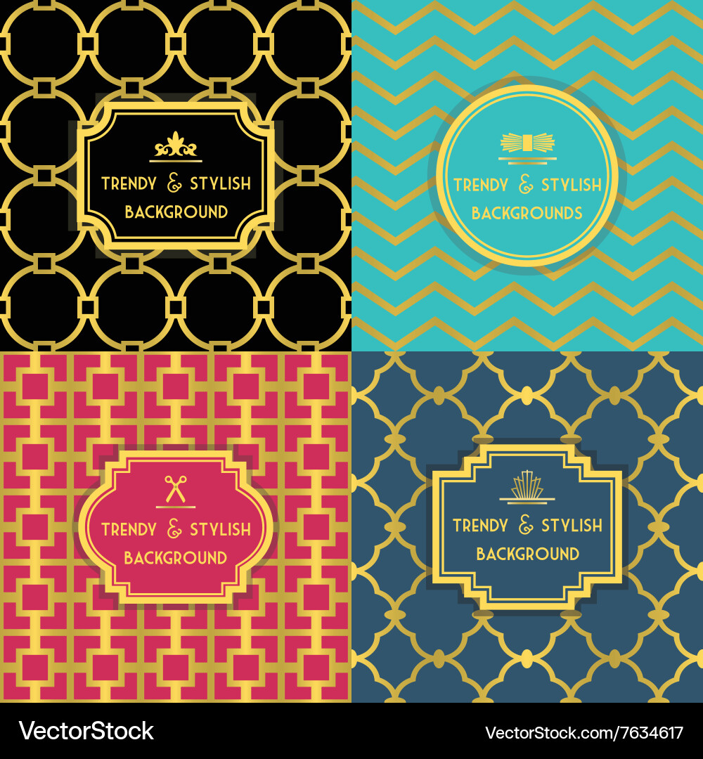 Golden trendy and stylish decoration patterns set Vector Image