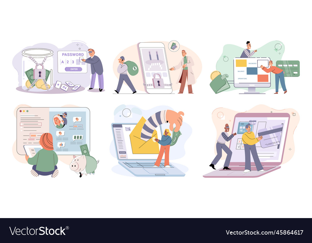 Hacker activity big set hacking computer Vector Image