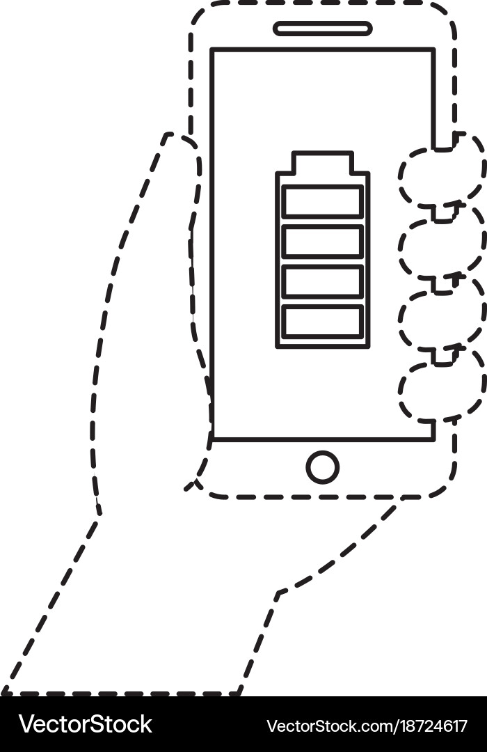 Hand holding smartphone energy battery Royalty Free Vector