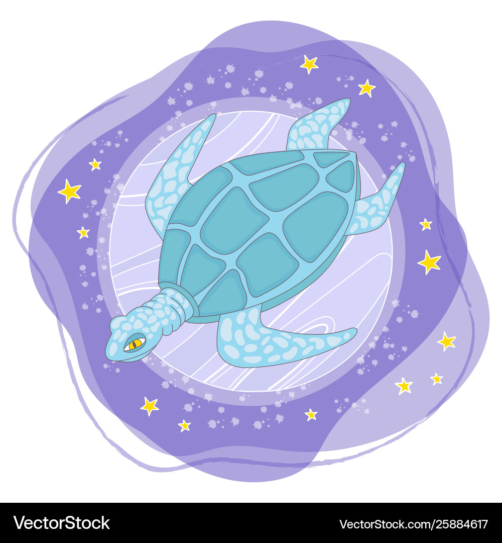 Moon turtle cartoon space animal Royalty Free Vector Image