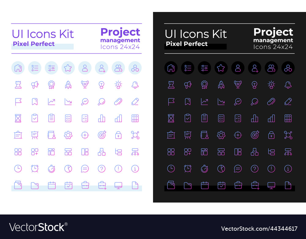 Project management pixel perfect gradient linear Vector Image