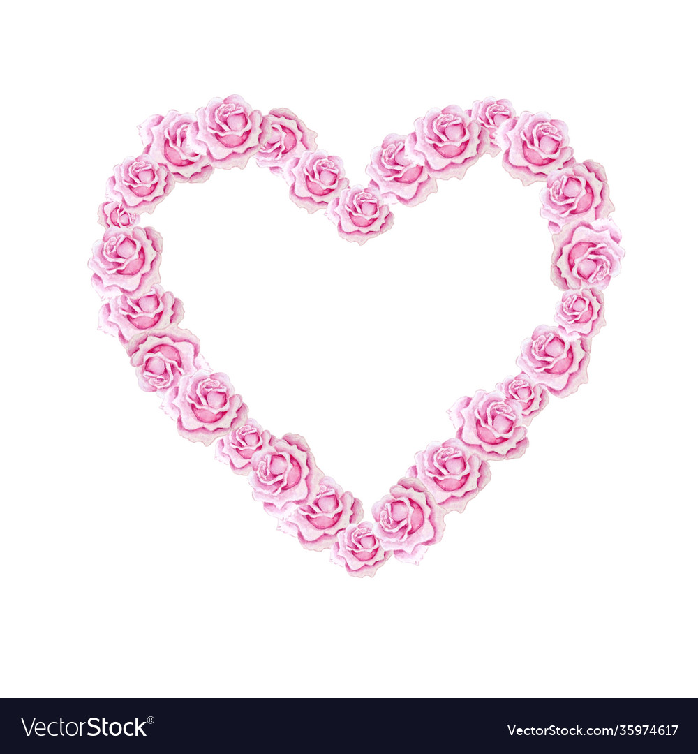 Watercolor floral wreath valentines day pink roses