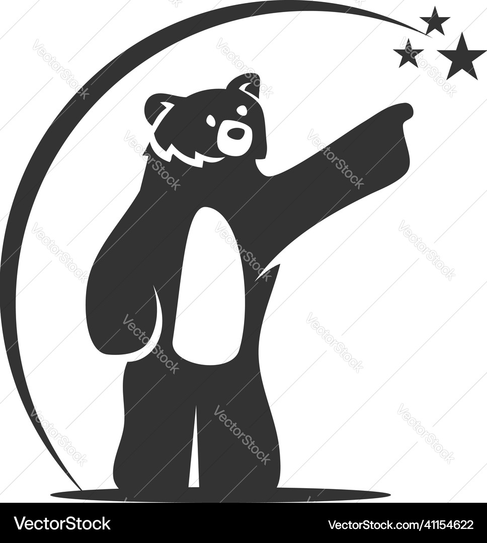 Bear standing pointing star icon brand identity Vector Image