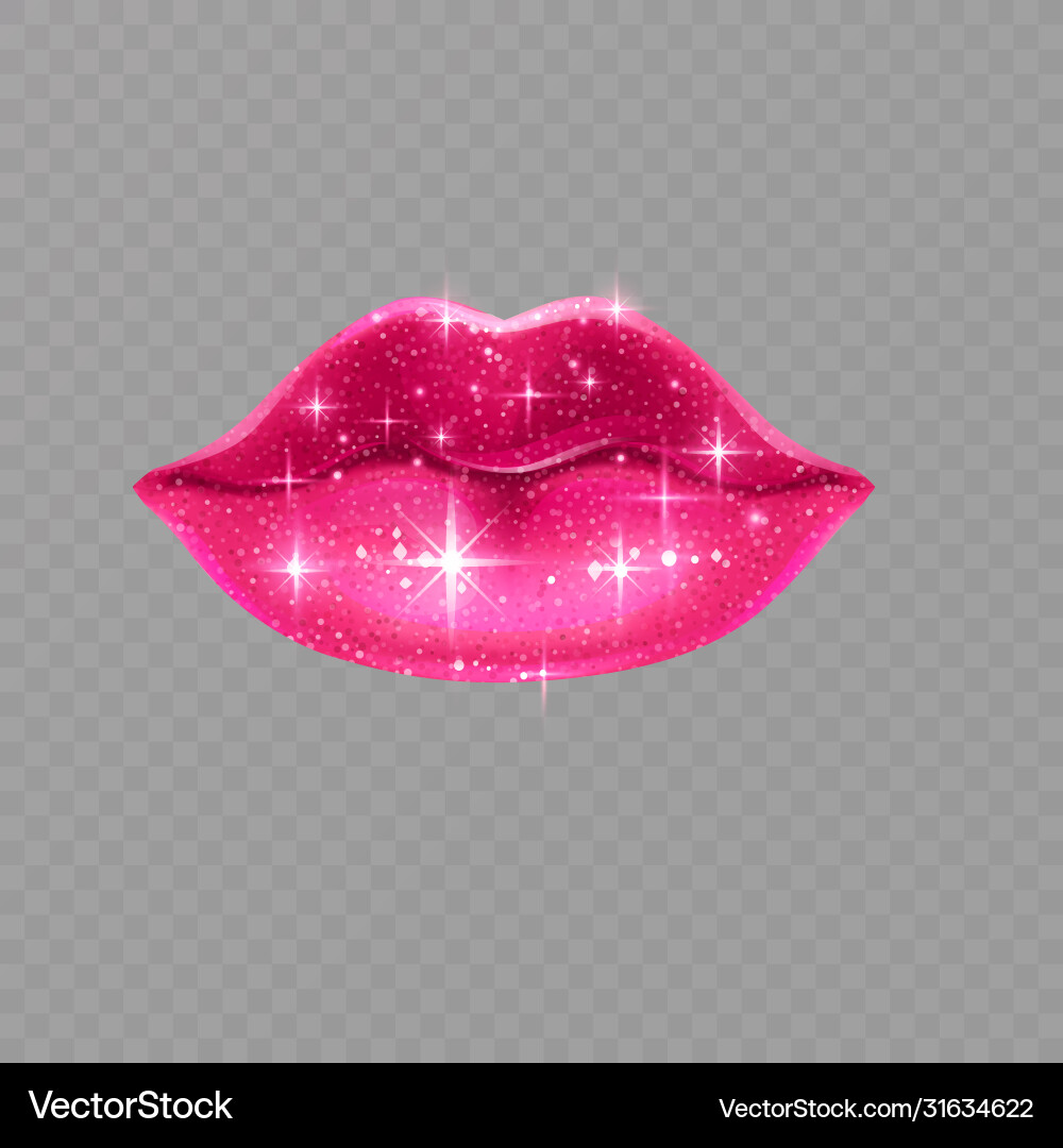 Beautiful voluminous lips on a transparent Vector Image