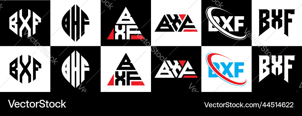 Bxf letter logo design in six style polygon Vector Image
