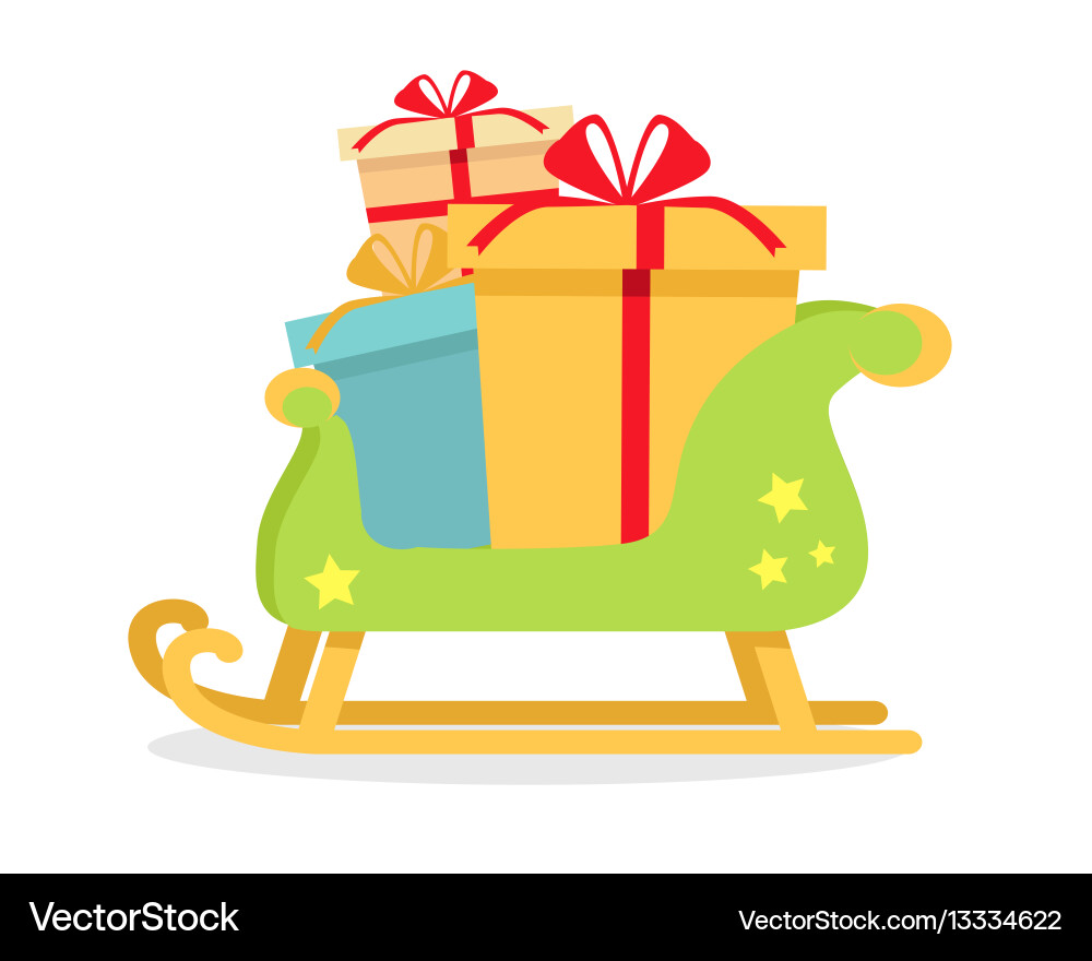 Christmas presents in sledge on isolated white Vector Image