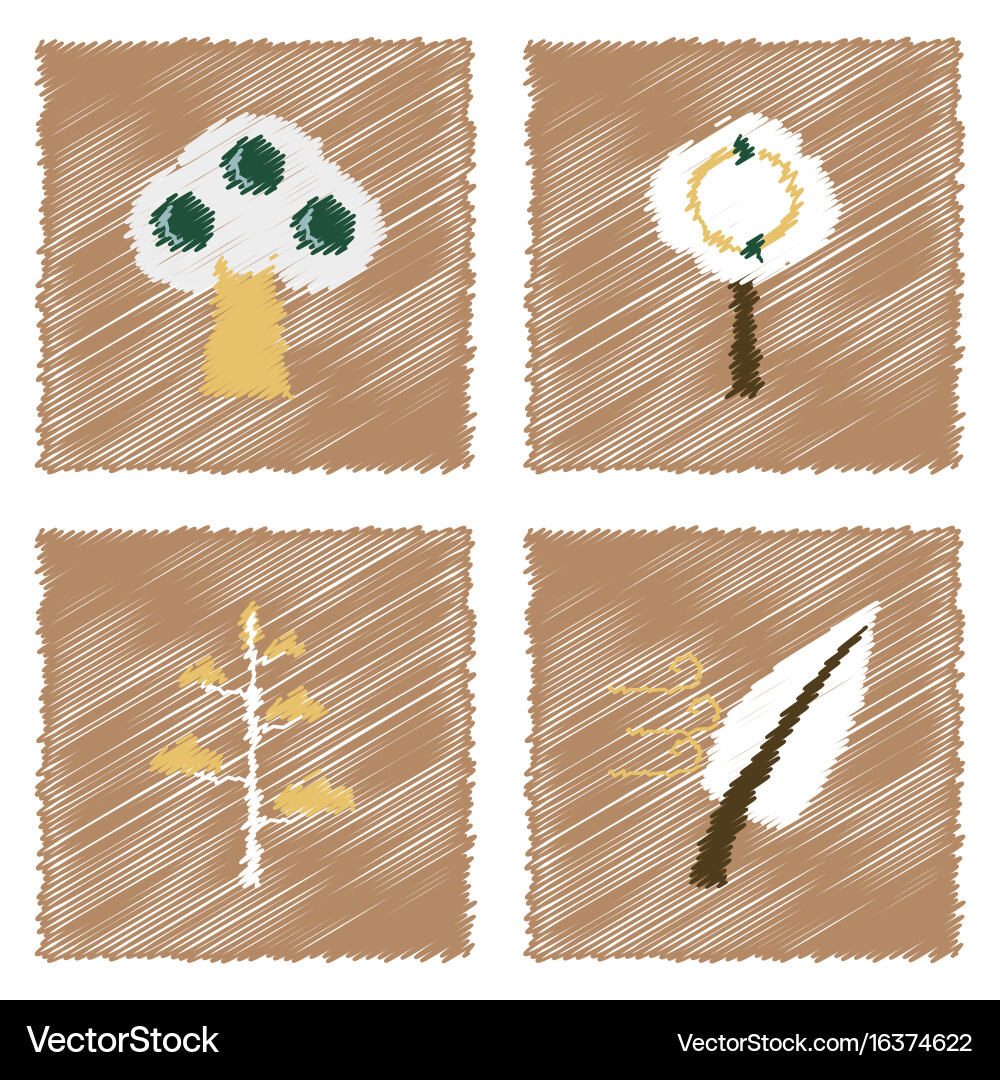 Collection flat shading style icons nature Vector Image