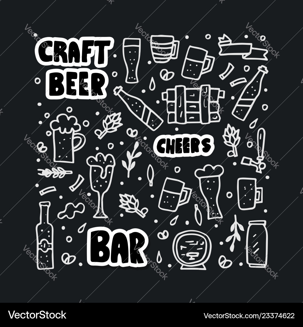 Doodle Beer Elements Set Royalty Free Vector Image