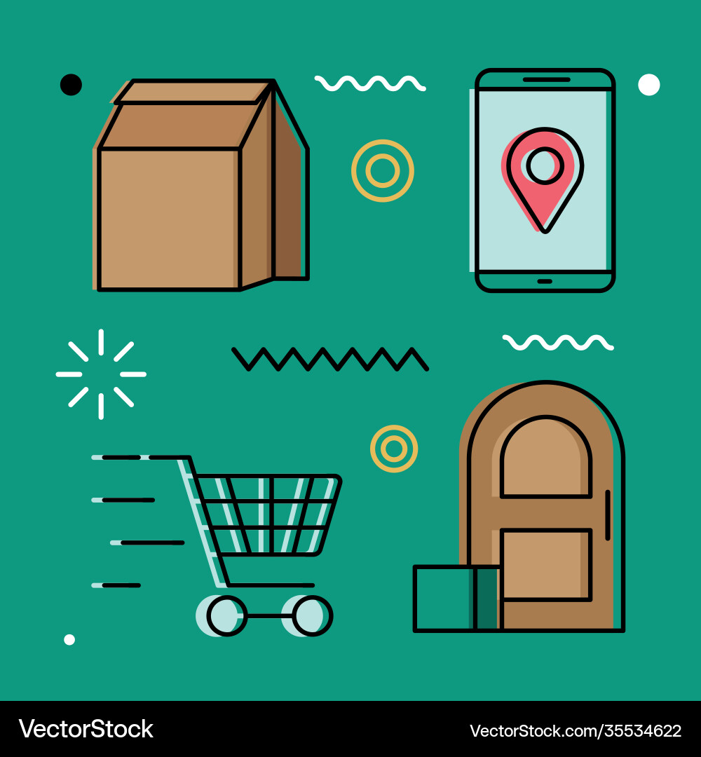 Food delivery symbol set design Royalty Free Vector Image