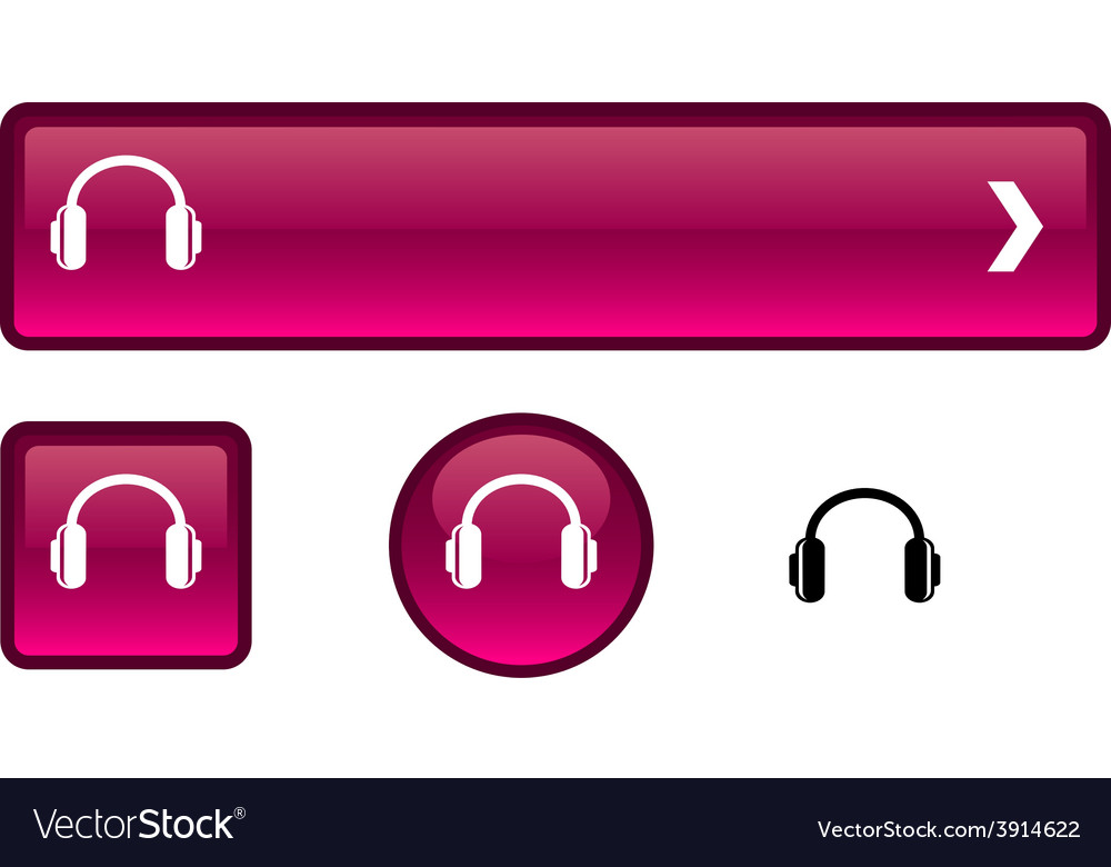 Headphones button set Royalty Free Vector Image