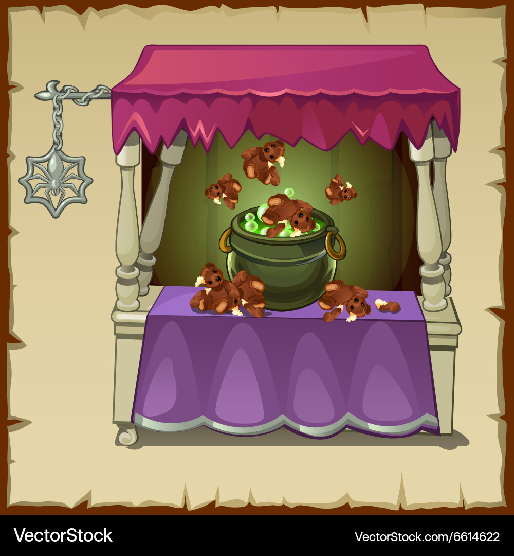Magic potion with some unusual ingredients bears Vector Image